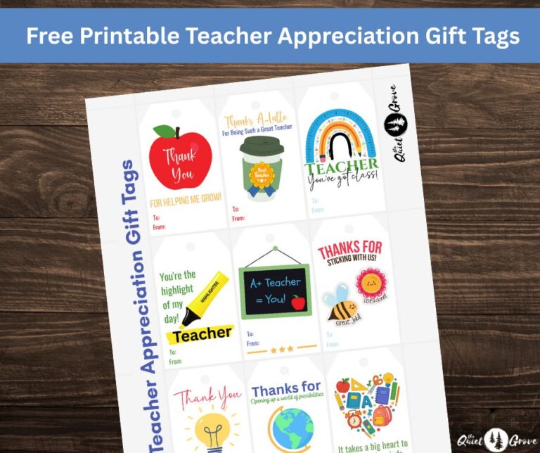 9 Free Printable Teacher Appreciation Gift Tags ⋆ The Quiet Grove